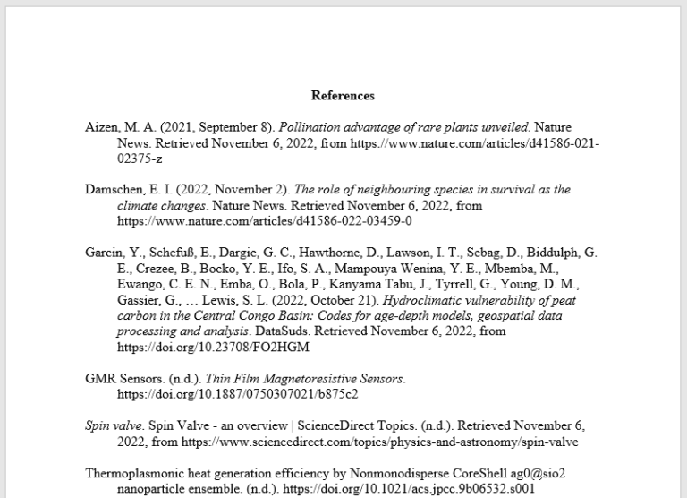 APA formatting - Florisera